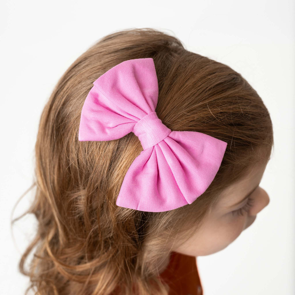 Bamboo Big Clip Bow - Baby, Toddler, Girls & Kids | Bubble Gum Pink ...