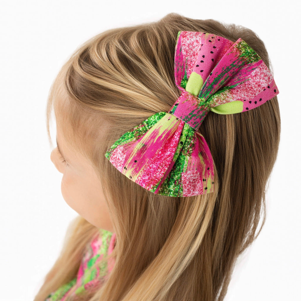 Bamboo Big Clip Bow - Baby, Toddler, Girls & Kids | Watermelon Glitter ...