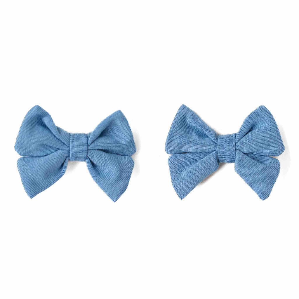 Bamboo Clip on Bows for Infants, Babies, Girls & Toddlers | Steel Blue ...