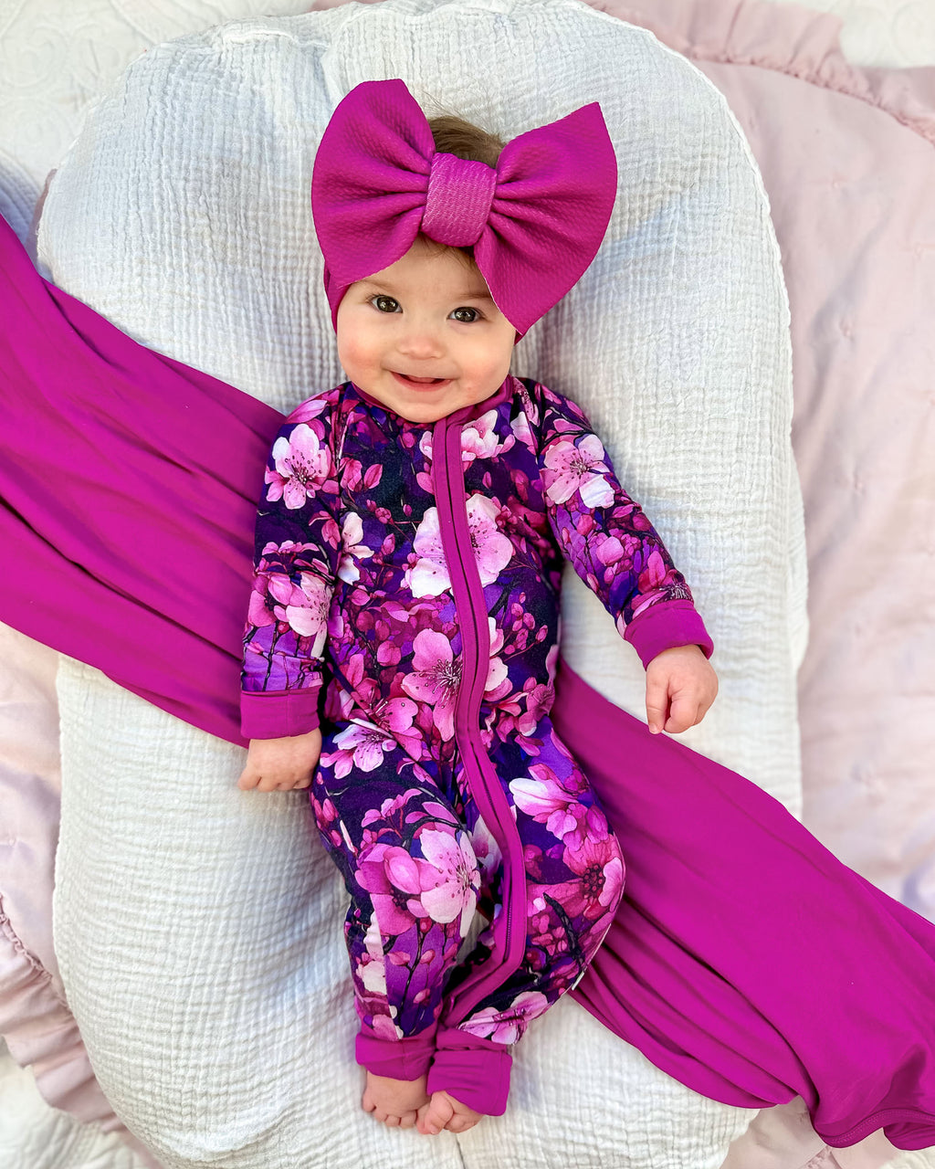 Convertible Bamboo Zipper Baby & Toddler Pajamas | Cherry Blossoms ...